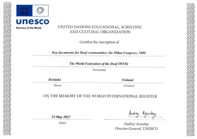 UNESCO & 1880 Milan Congress | Deaf History Recognised
